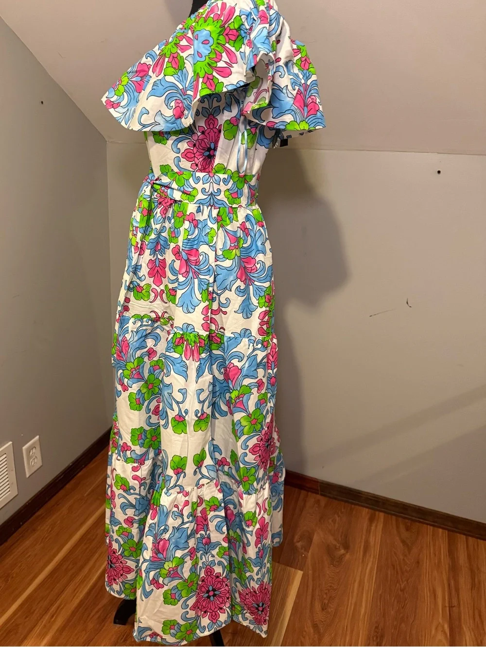 fame | Dresses | Fame Off The Shoulder Ruffle Lightweight Summer Maxi ...